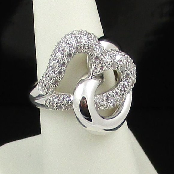 Absolute Simulated Diamond | Jewelry | Absolute Interlocking Heart Ring ...